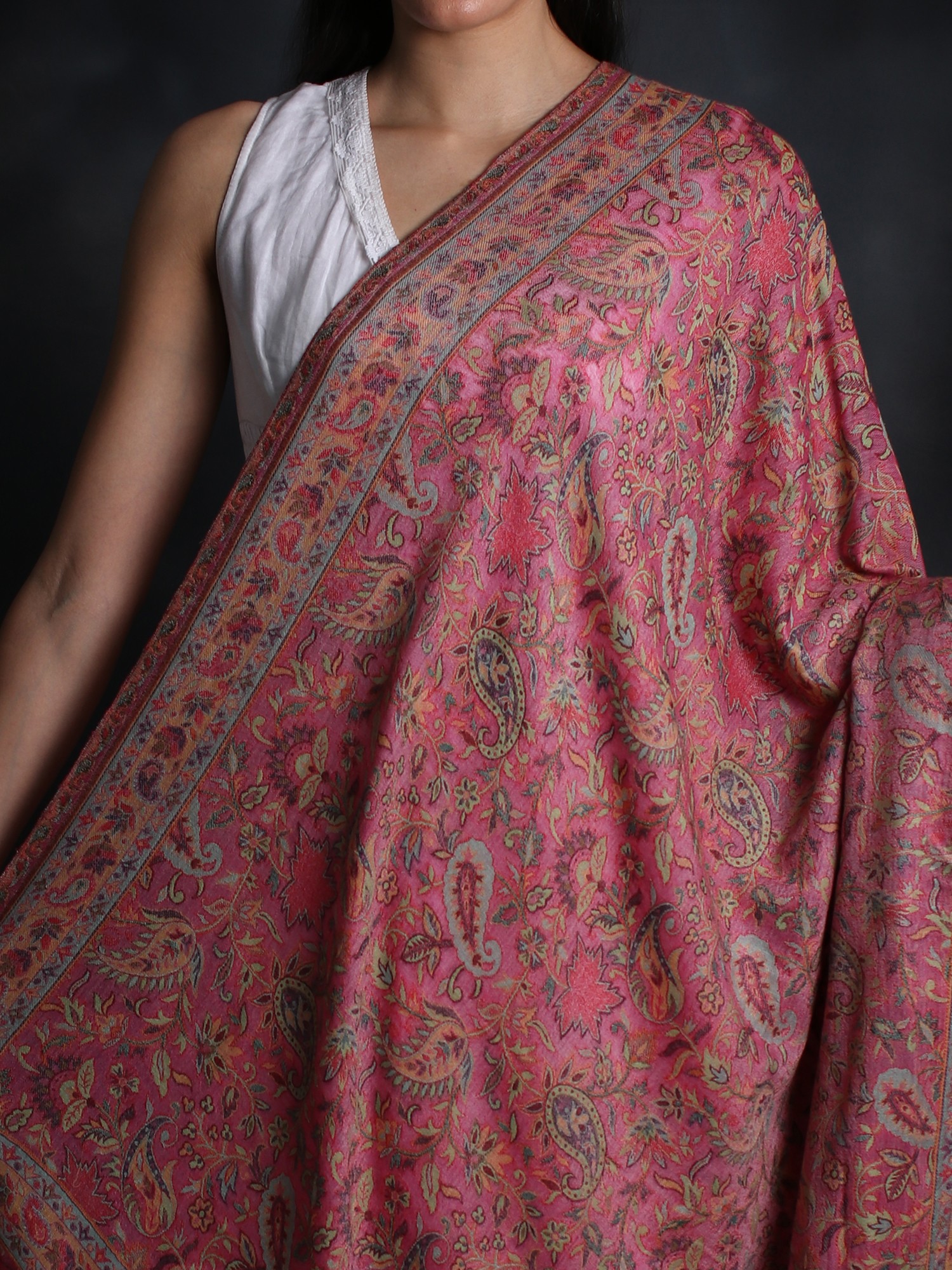 Kani Jamawar Shawl from Amritsar with Multicolor Floral Vines | Exotic ...
