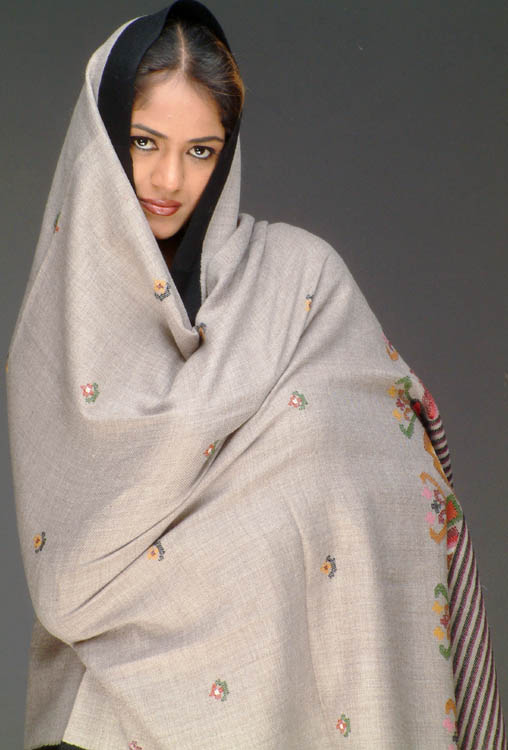 Kullu Shawl with Multi-Color Thread Work | Exotic India Art