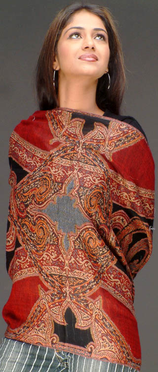 Multi-Color Jamawar Stole | Exotic India Art