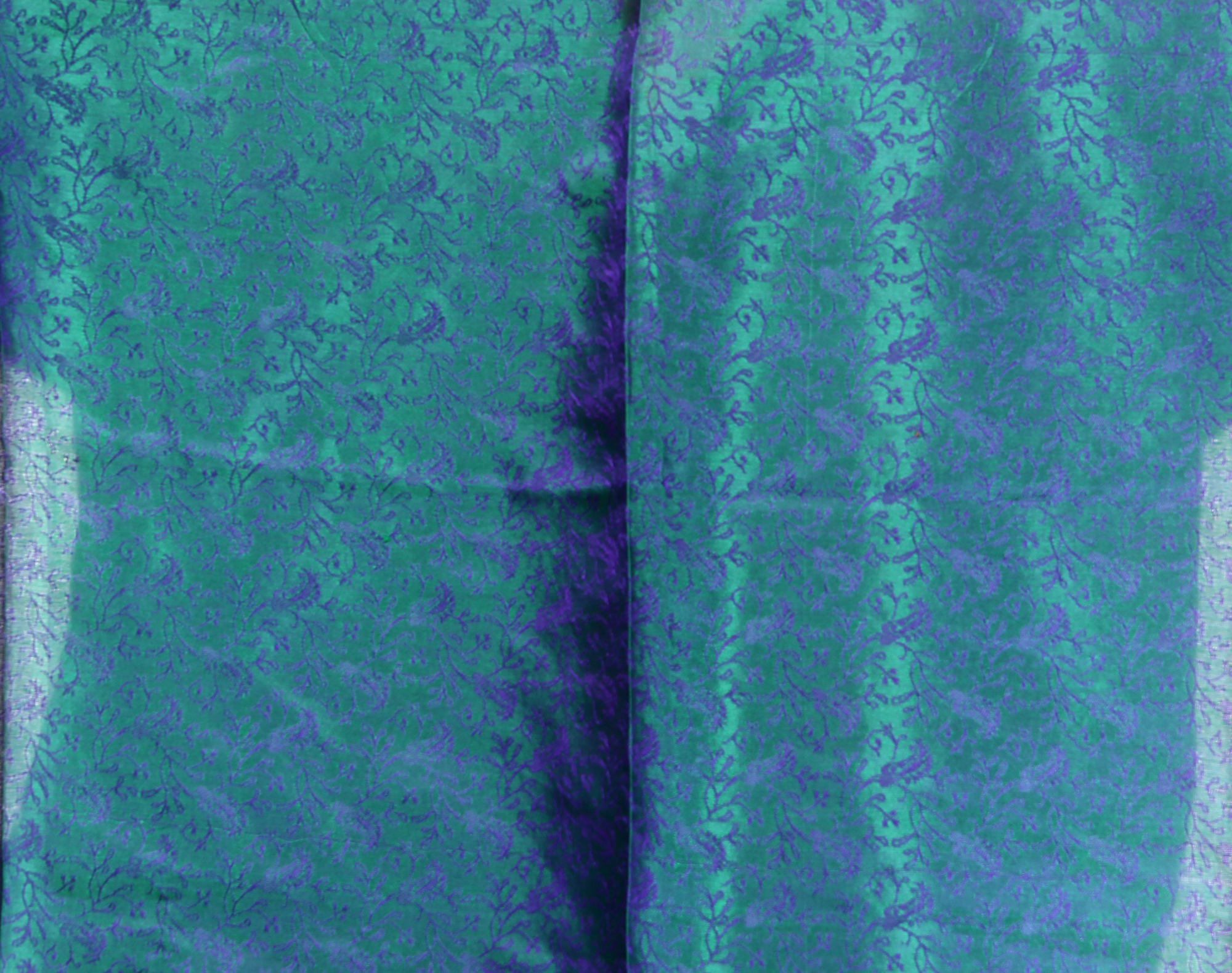 Spectra-Green and Blue Scarf from Banaras with Tanchoi Weave All-Over ...