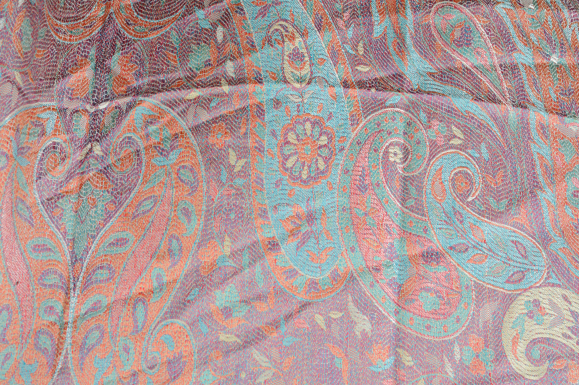 Multi-color Reversible Jamawar Stole with Large Woven Paisleys | Exotic ...