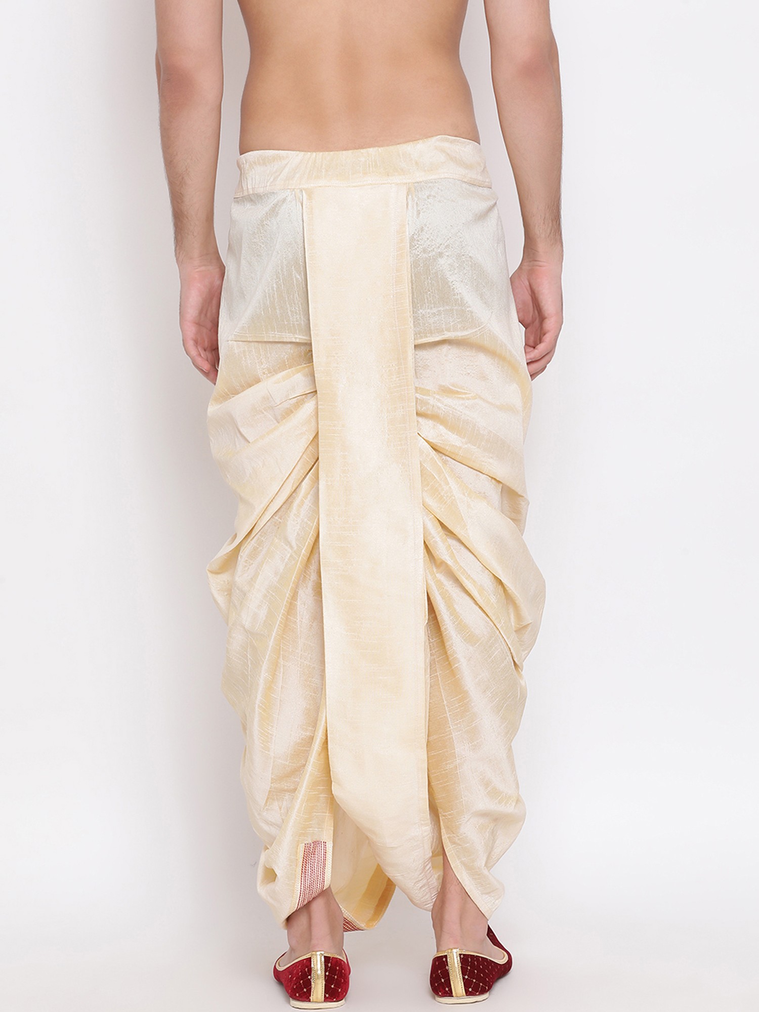 Silk Blend Pinstripe Pattern Embroidered Dhoti (Ready To Wear) | Exotic ...