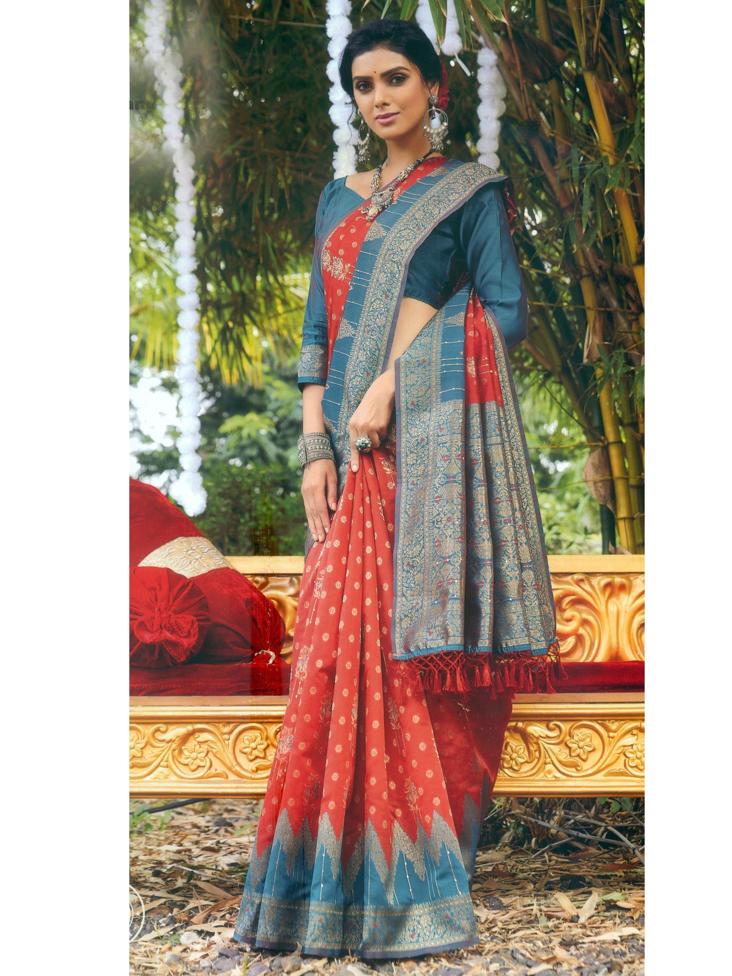 Banarasi Silk Saree With Heavy Zari Weaving And Motifs On Border ...