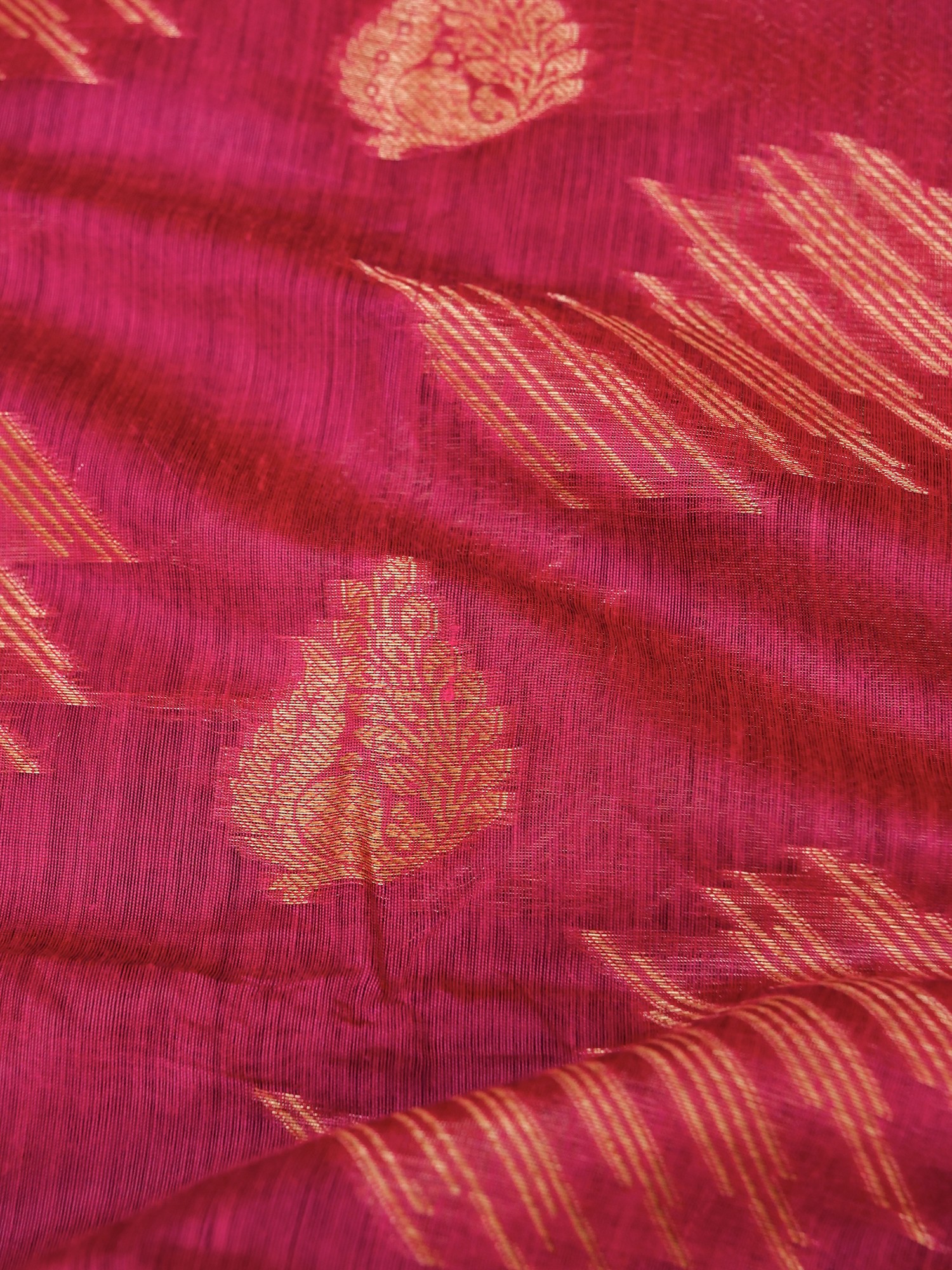 Banarasi Linen Silk Saree with Mor-Abstract Buta and Bail Buta on ...