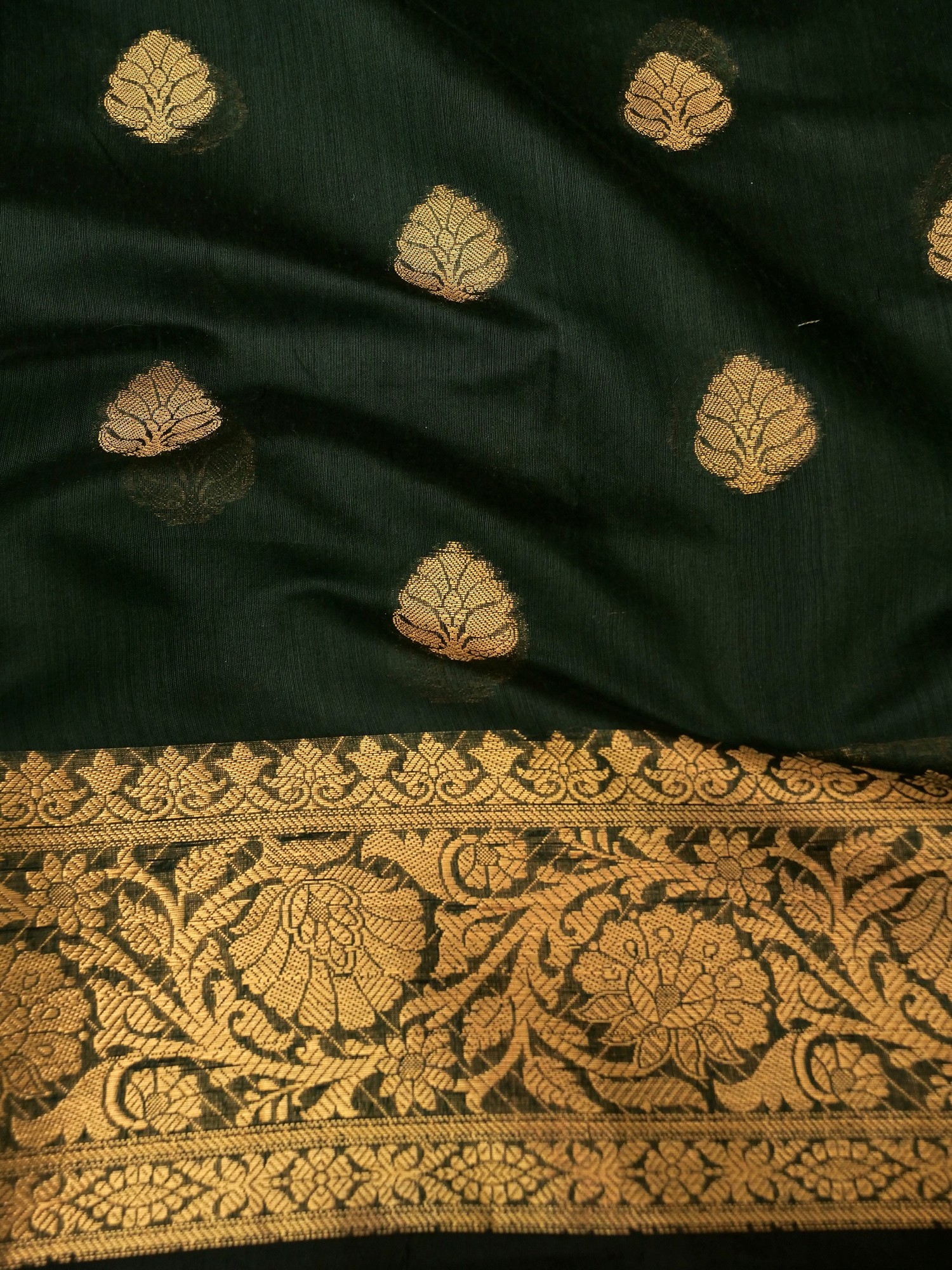 Pitch-Black Banarasi Linen Silk Saree with All-Over Buta and Bail Buta ...