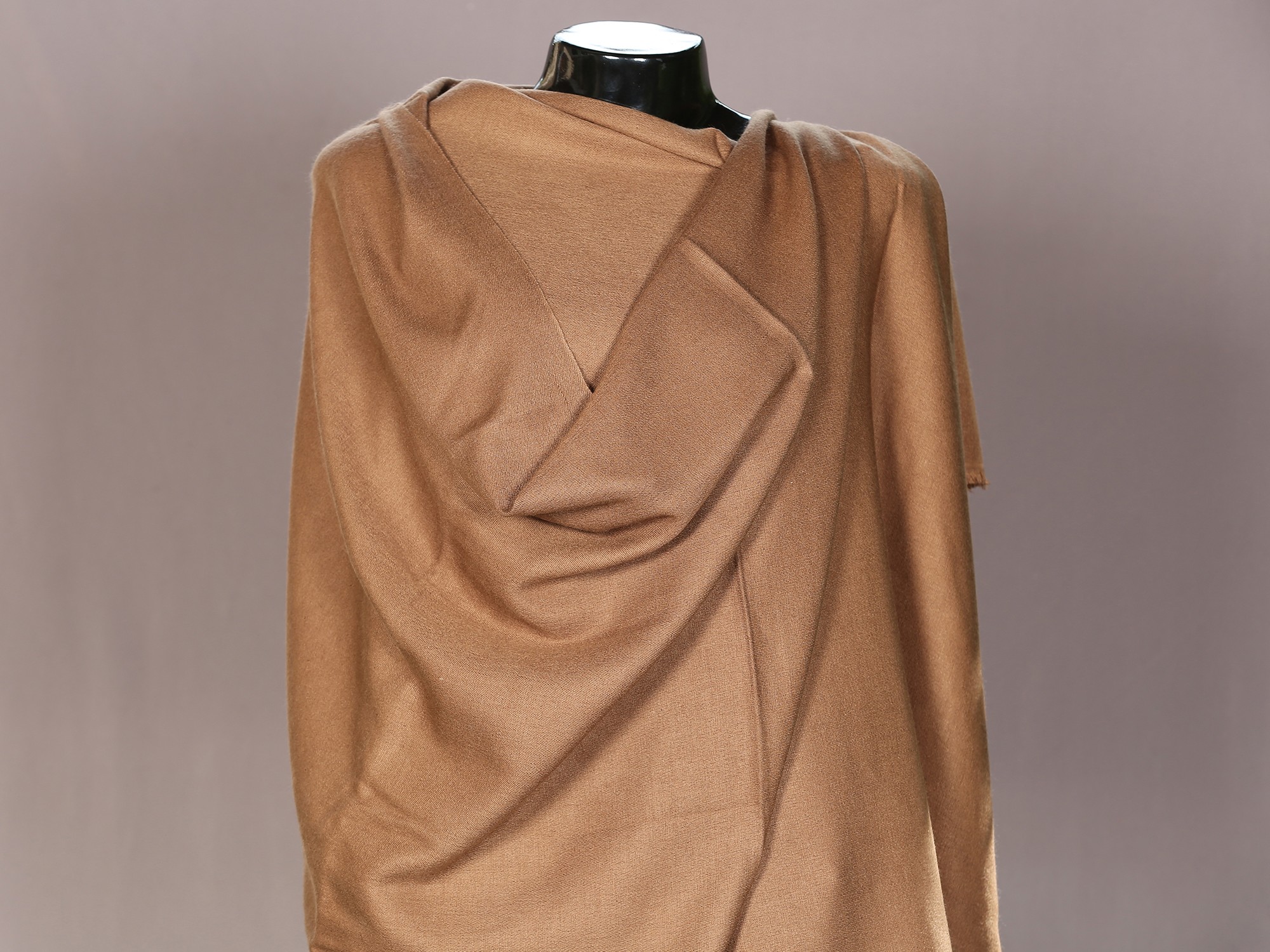 Caramel Plain Pashimna Men's Dushala (Lohi) from Nepal | Exotic India Art