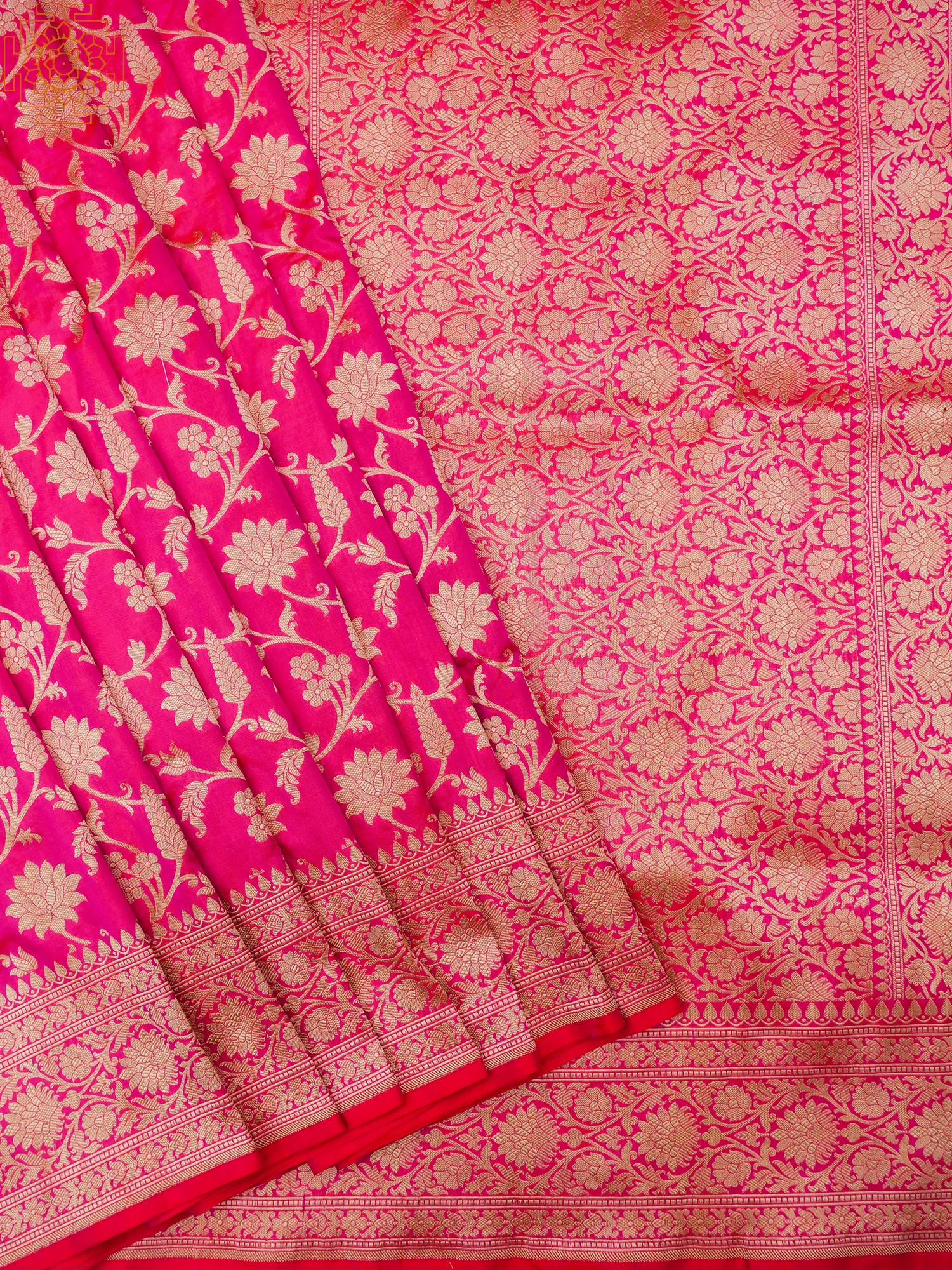 Pink Pure Katan Jaal Jacobean Pattern Patola Banarasi Saree With All ...