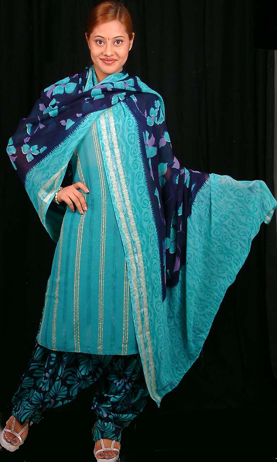 Chiffon Suit Thread Work | Exotic India Art