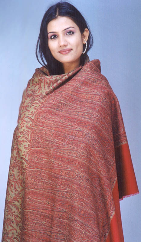 Double Sided Jamawar Shawl | Exotic India Art