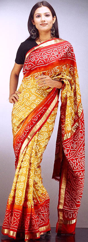Ghatchola Bandhej Sari from Bhuj | Exotic India Art