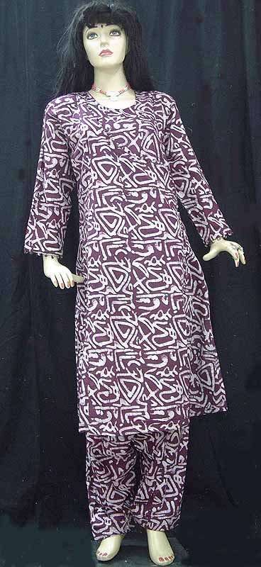 Purple Batik Salwar And Angrakha | Exotic India Art