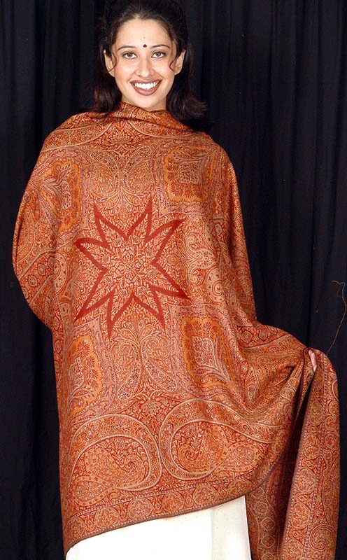 Red Jamawar Shawl | Exotic India Art