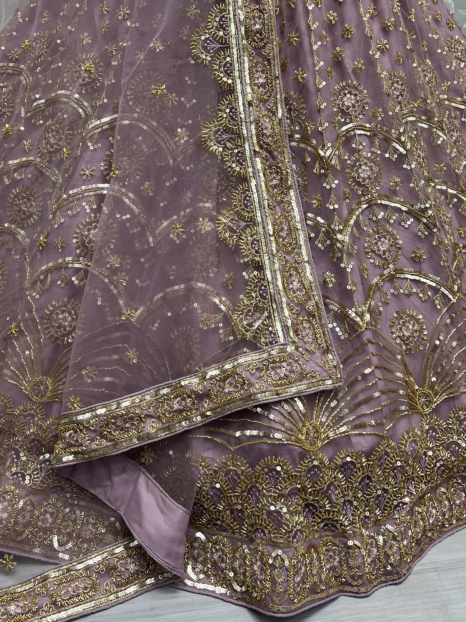 Net Floral Laddi Pattern Khatali Work Multi Thread Bridal Lehenga Choli ...