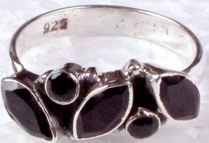 Faceted Black Onyx Ring | Exotic India Art