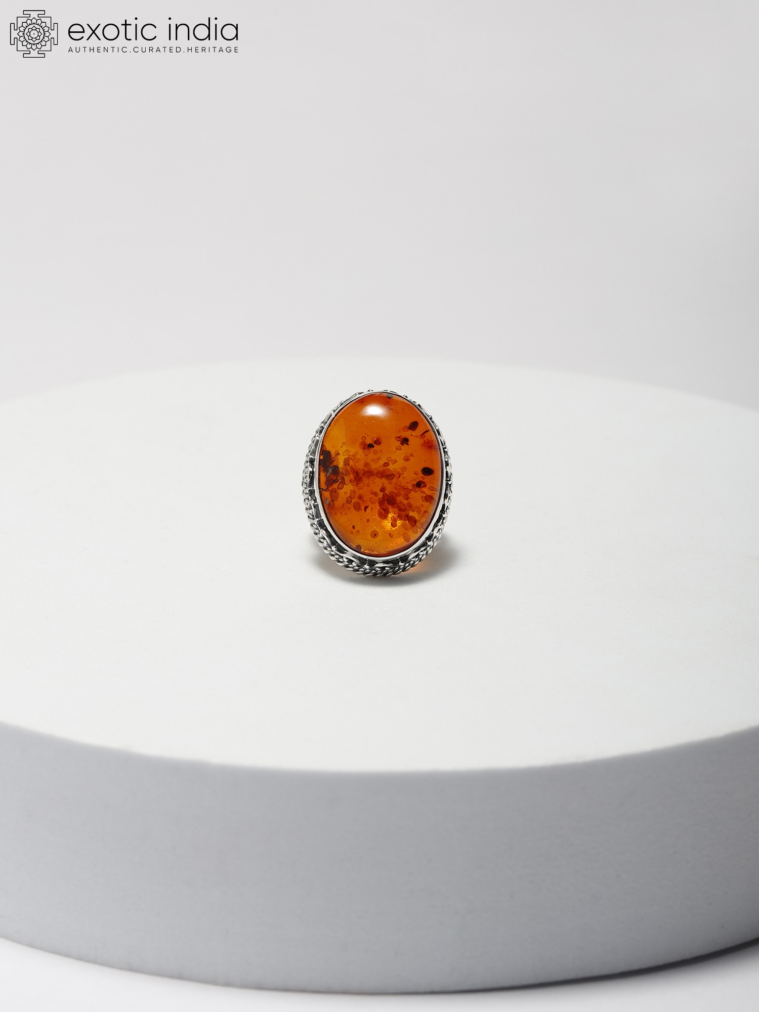 Oval Shape Amber Ring | Exotic India Art