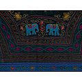 Gujarati Bedspread with Metallic Thread Embroidered Peacocks and Folk ...