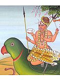 Bhairava Seated on Parrot (Vehicle of Kamadeva)