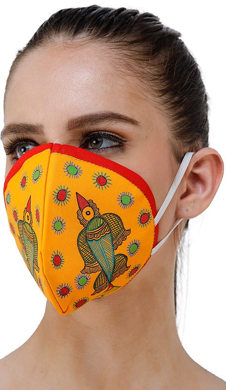 Three Ply Cotton Fashion Mask with Hand-Painted Madhubani Motifs ...