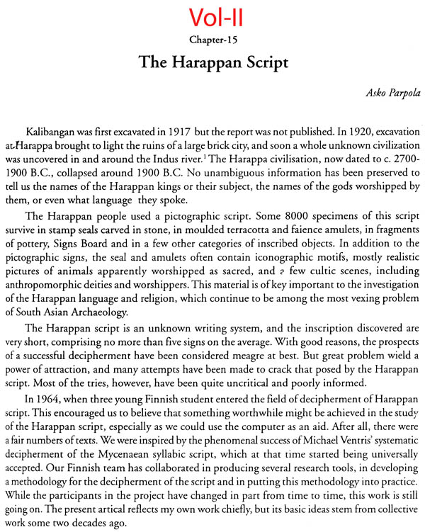 Decipherment of Harappan Script (Set of 2 Volumes) | Exotic India Art