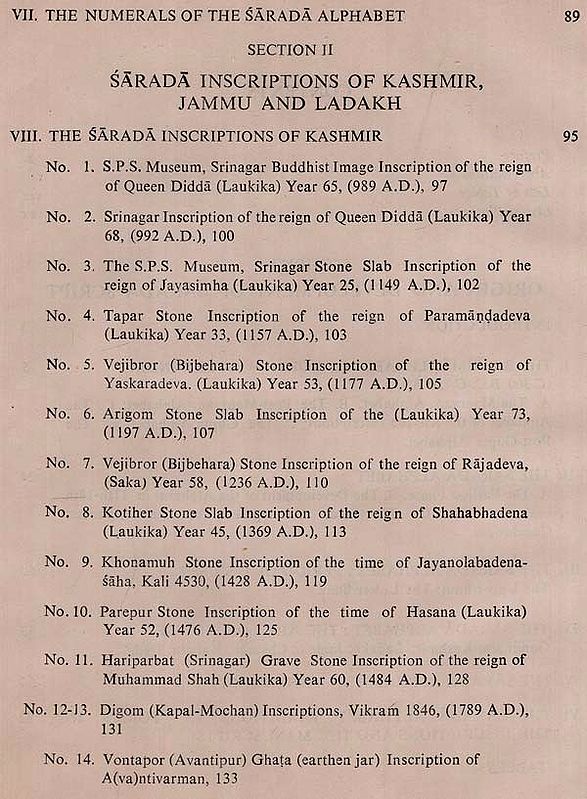 Corpus of Sarada Inscriptions of Kashmir- With Special Reference to ...