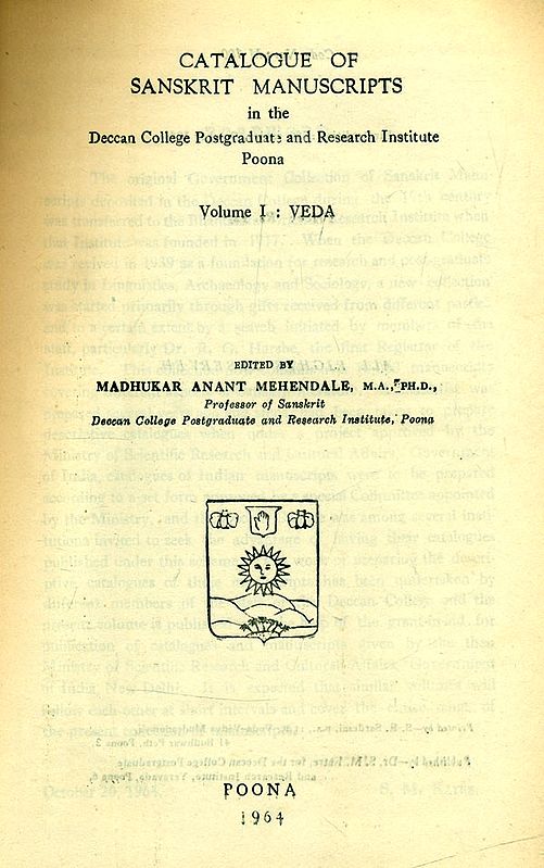 Catalogue of Sanskrit Manuscripts- Veda Manuscripts (An Old and Rare ...