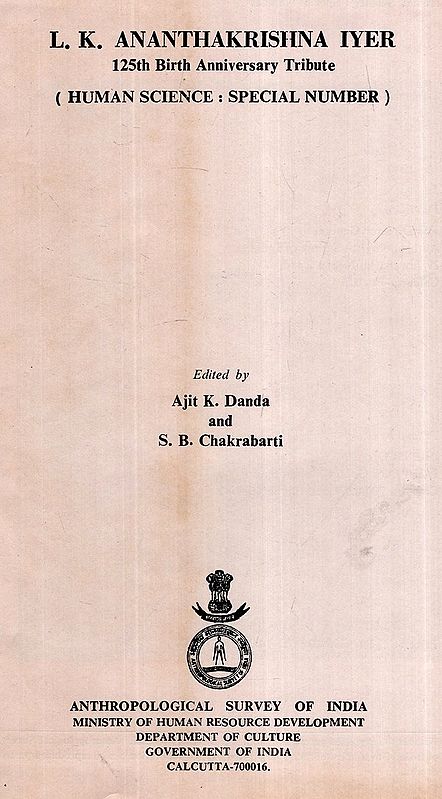 L. K. Ananthakrishna Iyer 125th Birth Anniversary Tribute (An Old and Rare Book) | Exotic India Art