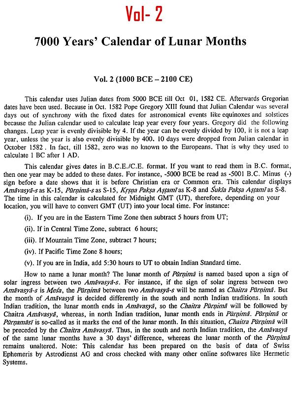7000-Years Calendar of Lunar Months in 2 Volumes (5000 BCE - 2100 BCE ...