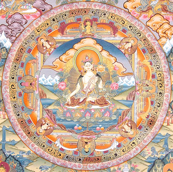 Goddess White Tara Mandala | Exotic India Art