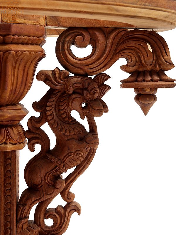 26" Award Winning Yali Design Wooden Carved Table | Exotic India Art