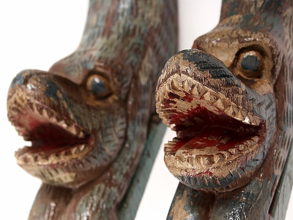Wooden Crocodile Hanging Bracket (Pair) | Exotic India Art