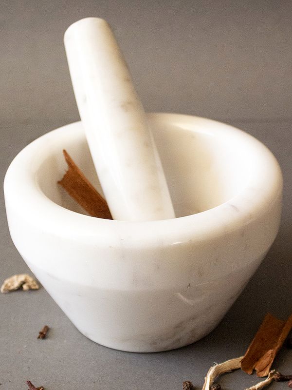 5" Small Marble Masala Pot Mortar And Pestle | Exotic India Art