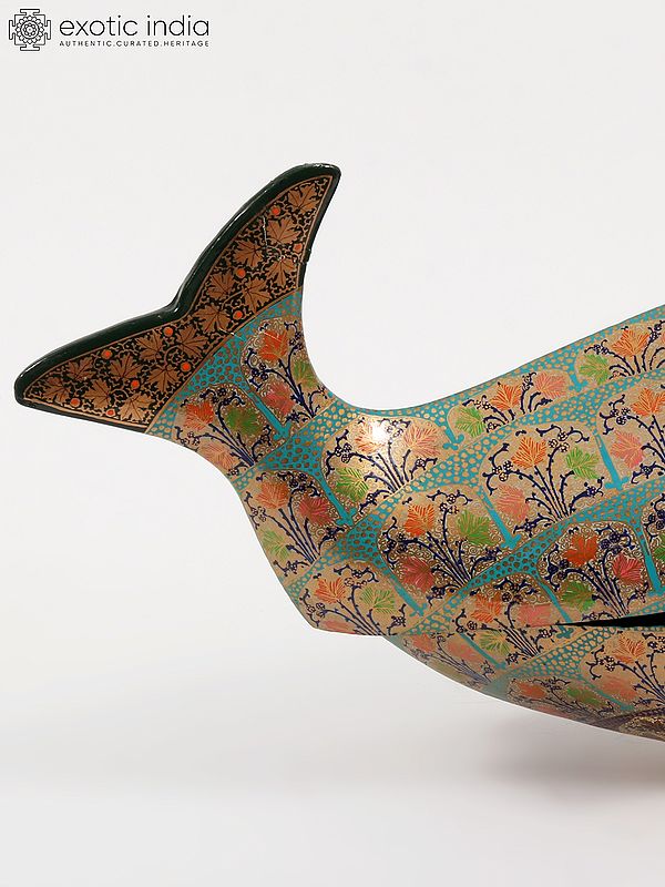 23" Hand-Painted Papier Mache Fish Box | From Kashmir | Exotic India Art