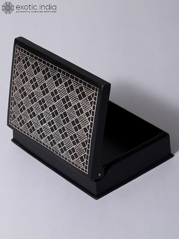 3" Small Beautiful Visiting Card Box | Bidri Artwork | Gunmetal with ...