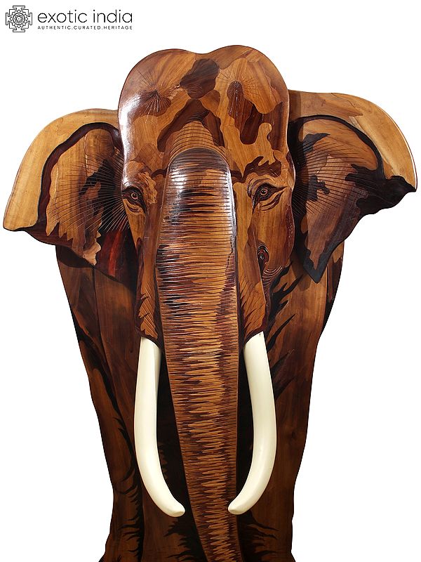 70" Large Size 3D Elephant Wall Panel in Rosewood with Inlay Work ...