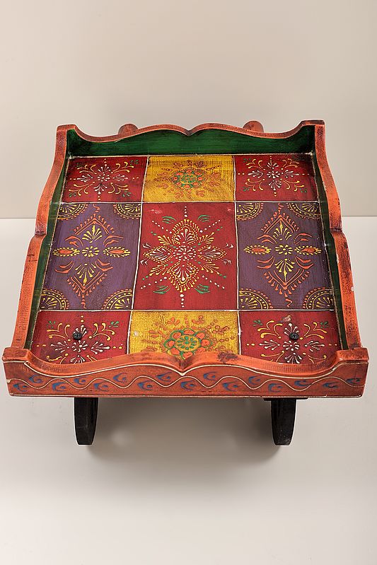 16" Decorative Hand Painted Wooden Cart Thela | Handmade | Made in ...