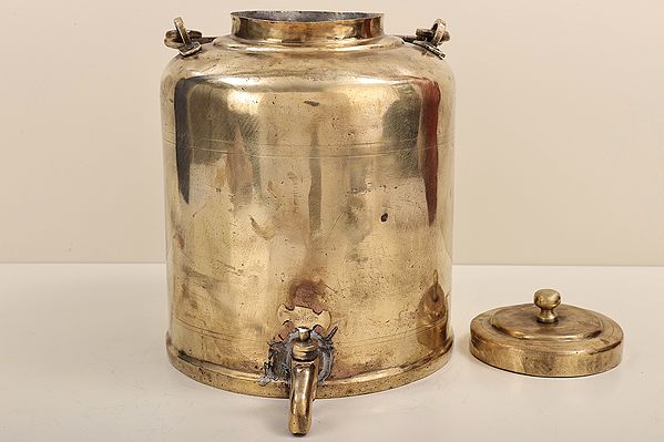 12" Brass Water Serving Container With Tab | Brass Water Container ...