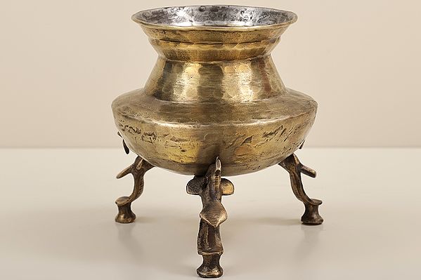 5" Small Brass Handi with Stand | Handmade | Made In India | Exotic ...
