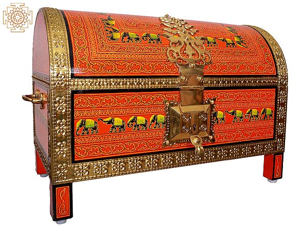 30" Wooden Traditional Decorated Box | Exotic India Art