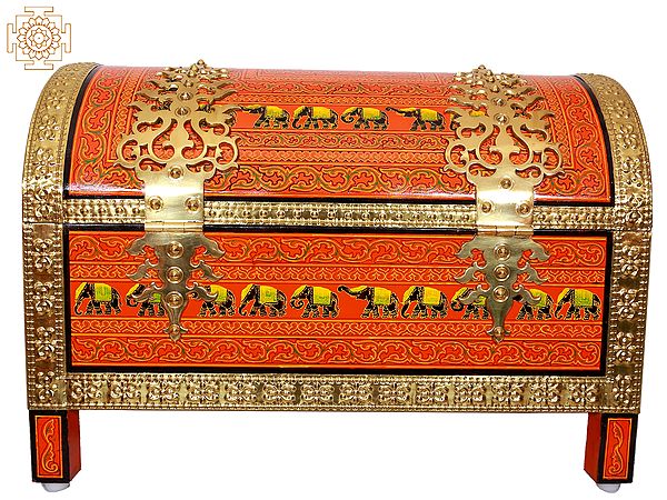 30" Wooden Traditional Decorated Box | Exotic India Art