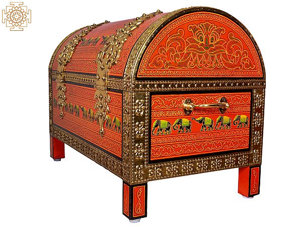 30" Wooden Traditional Decorated Box | Exotic India Art
