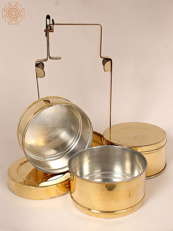 11'' Brass Lunch Box | Brass | Exotic India Art