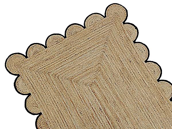 Black Scalloped Natural Jute Area Rug, Colored Trim | Exotic India Art