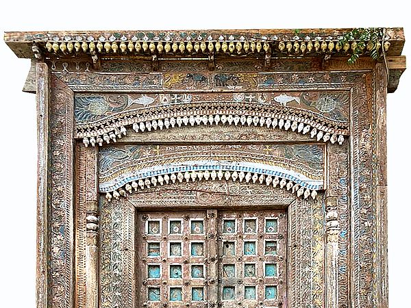 126" Large Designer Wooden Door with Frame | Vintage Indian Door ...