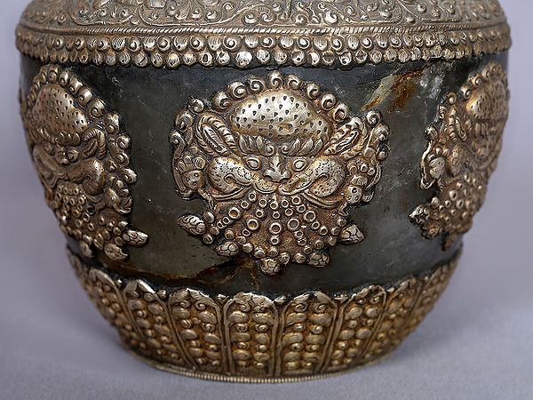 9'' Gulpa With Fine Detailing Of Art From Nepal | Copper With Silver ...