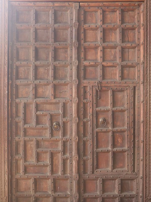 122" Large Wooden Square Design Door with Frame | Vintage Indian Door ...