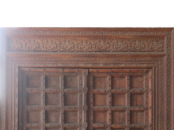 122" Large Wooden Square Design Door with Frame | Vintage Indian Door ...