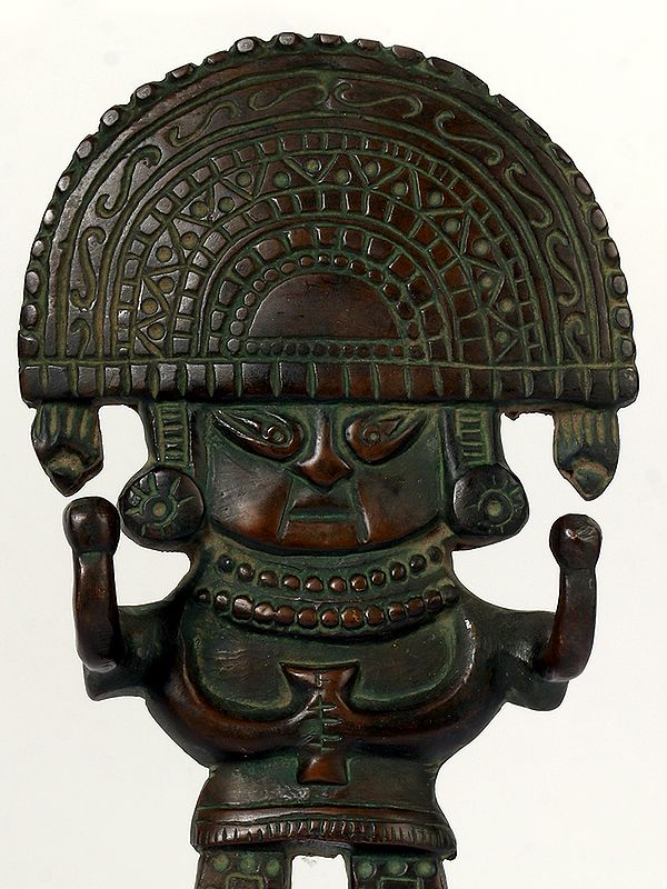 10'' Brass God Inca Sun Wall Hanging Hook | Peru | Exotic India Art