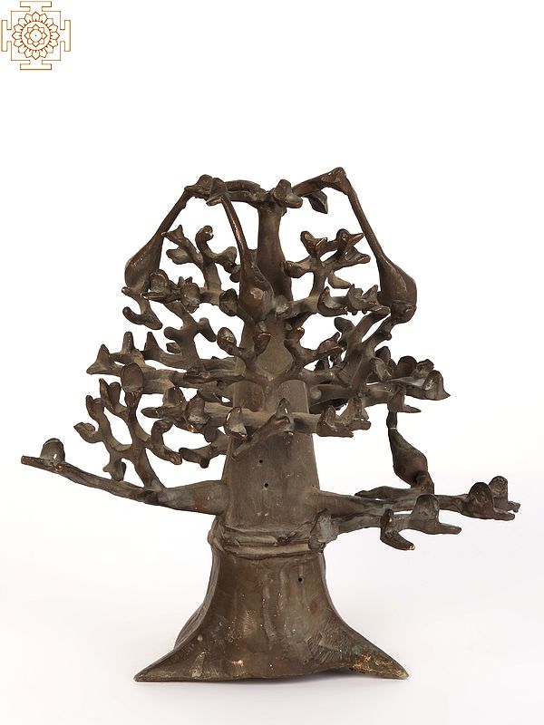 9" Decorative Vintage Tree in Brass | Home Decor | Exotic India Art