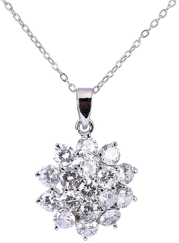 Sun Sparkle Pendant With Cubic Zirconia | Exotic India Art