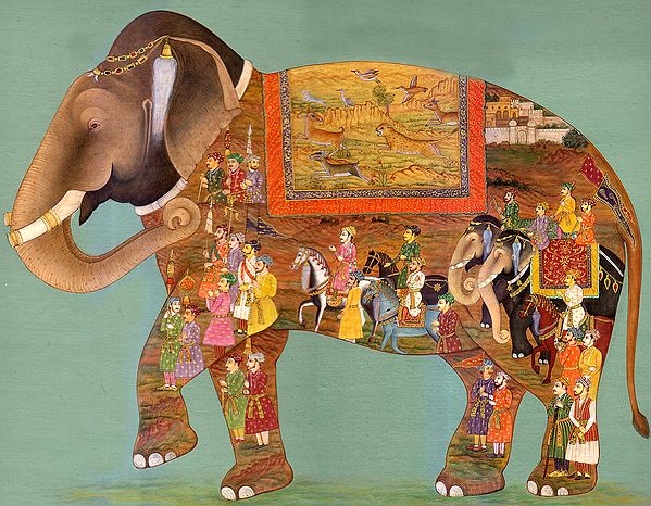 Elephant Painted with Royal Procession and Wild Life Scene | Exotic ...